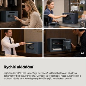 Malý vhazovací trezor na kód, elektronický, na tržbu a obálky, 350x250x250 mm: PIERCE