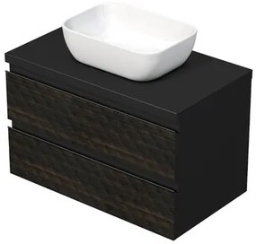 Koupelnová skříňka s krycí deskou SAT Cube Way 80x47,5x46 cm hnědá mat CUBE3D46802ZHKD