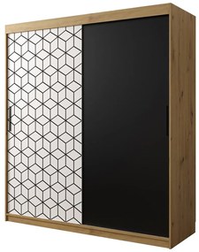 Šatní skříň Plaster | 180 cm | artisan/bílá/černá