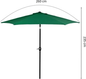 Zahradní slunečník 250 cm, zelený SPRINGOS SUNNY GU0033