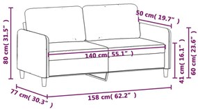 2místná pohovka světle šedá 140 cm textil - Default Title