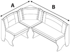 Iktus Rohová jídelní lavice FLEXI BOX Strana B: 165 cm, Strana A: 165 cm