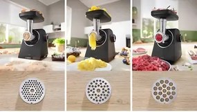 Bosch MFWS430B stříbrná, černá / Mlýnek na maso / 1900 W / 2,5 kg/min