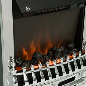 Elektrický krb na zeď LED GOLETO HOMCOM SILVER 1000/2000W