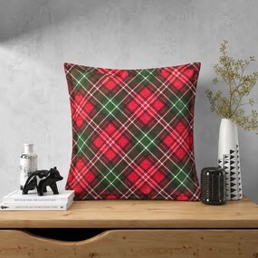 Ervi povlak na polštář FLANELOVÝ s lemem - Vánoční Tartan, různé rozměry