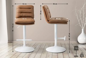 2x Barová židle Damar - koženka, bílý rám - světle hnědá