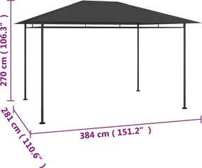 vidaXL Altán 384x281x270 cm 180 g/m² [313922] Barva: antracitová