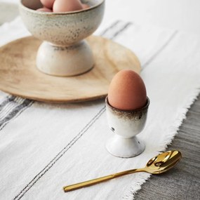 MADAM STOLTZ Stojánek na vajíčko Stoneware White/Brown, hnědá barva, keramika