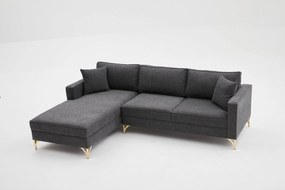 Hanah Home Rohová pohovka BERLIN antracitová se zlatou levá 258 cm 825BLC2805