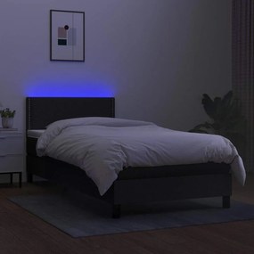 Box spring postel s matrací a LED černá 90x190 cm textil 3133039
