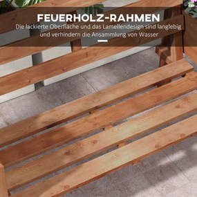 Zahradní lavička Outsunny, pro 2 osoby, dřevěná lavička s květináčem, vhodná do zahrady a na terasu, nosnost až 240 kg, 184 x 59 x 95 cm, tmavě hnědá