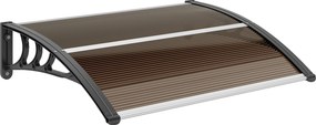 Outsunny Střecha nad Dveřmi S předními dveřmi 75 x 100 cm Pultvordach Zastřešení Polykarbonát Hnědá
