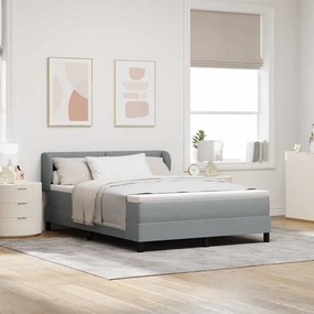 Postel s boxspringem s čelo Světle šedá 160 x 200 cm textil 3340031