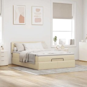 Osmanská postel s matrací &amp; LEDs Cream 140x190 cm Látka 3312310