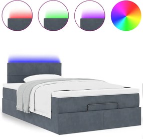 Osmanská postel s matrací &amp; LED tmavě šedá 120x190cm samet 3312609