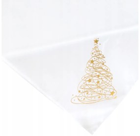 Vánoční ubrus zlatý stromeček bílý 85x85 cm