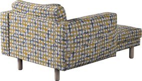 Potah na IKEA Norsborg šezlong s loketními opěrkami barva modrá látka pletený vzor, vzorované