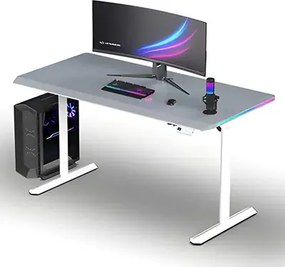 ULTRADESK Quest bílá šedá / Herní stůl / 140 x 70 cm / 72-120 cm / ele