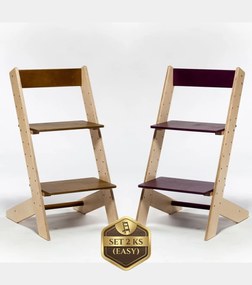 Lucas Wood Style - rostoucí židle EASY LINE zvýhodněný set 2 ks -  kaštan + fialová