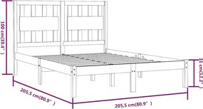 Rám postele černý masivní borovice 200 x 200 cm 3103957