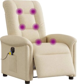 Elektrické masážní polohovací křeslo krémové textil 3303252