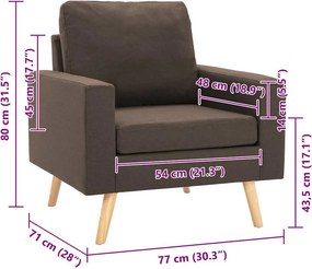 Křeslo hnědé textil 288695