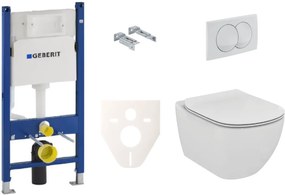 Závěsný set WC rimless TESI Ideal Standard + modul Geberit Duofix s tlačítkem Delta 20 bílé SIKOGES5E0