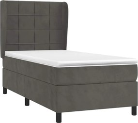 Box spring postel s matrací tmavě šedá 100x200 cm samet 3129196