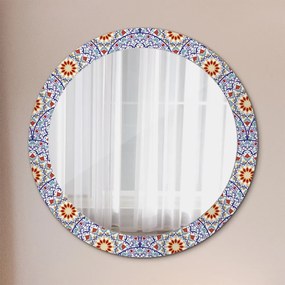 Kulaté dekorativní zrcadlo na zeď Orientální barevné složení fi 80 cm