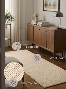 BT Carpet, Koberec běhoun Wolly 102843, 80x300, bílá, ložnice