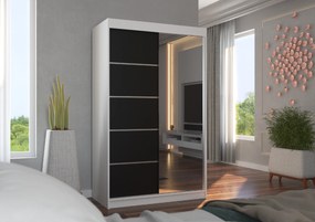 ADRK Šatní zrcadlová skříň posuvná NICEA W-B 120, černá/bílá