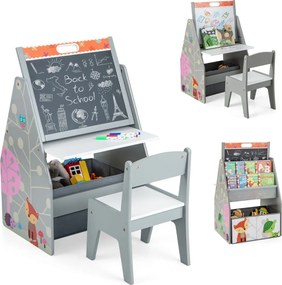 Costway Oboustranná sada dětského stolu a židlí s magnetickou tabulí, tabulí