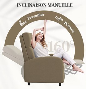 HOMCOM Relaxační Křeslo s Manualně Nastavitelným Opěradlem 160° a Integrovaným Podnožníkem pro Obývací Pokoj, Ložnici a Domácí Kino, Nosnost 120kg, B…