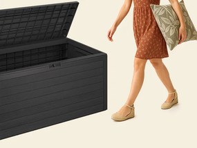 Zahradní úložný box Woody 280L antracitová dekor dřeva voděodolné