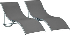 Outsunny sada 2 lehátek zahradní lehátka látková relaxační lehátka ergonomická hliníková Texteline tmavě šedá 165 x 61 x 63 cm | Aosom