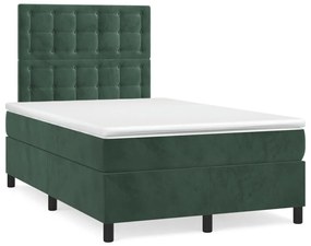 Box spring postel s matrací a LED tmavě zelená 120x190 cm samet,  3270338