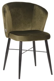 LABEL51 Sametová jídelní židle WAVE zelená Color: Army green UK-30.170
