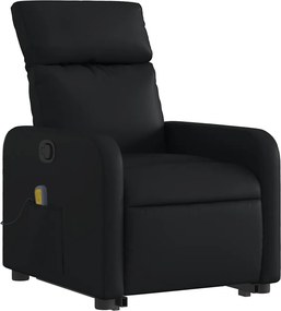 Zvedací masážní polohovací křeslo černé umělá kůže 3206756