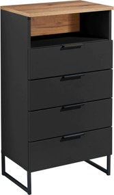 XXXLutz MIDI SKŘÍŇKA, černá, barvy dubu, 50/91/32 cm home24 - Online Only koupelnové skříňky - 001279022324
