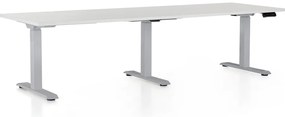 Výškově nastavitelný stůl OfficeTech Long, 240 x 80 cm, šedá podnož, světle šedá