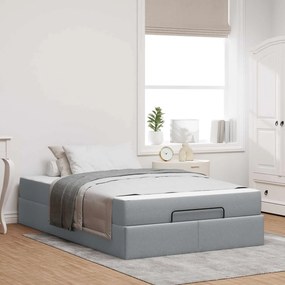 Rám postele s matrací 2 ks Světle šedá textil 3399473
