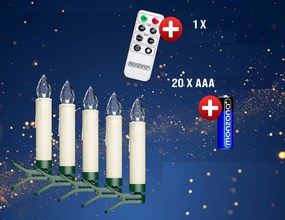 Monzana Svíčky na vánoční stromeček CANDLE, 20ks, 10,5cm, teplá bílá