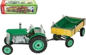 KOVAP Traktor Zetor s valníkem zelený / Kov / Na klíček / Měřítko 1:25