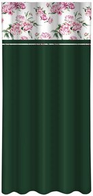 Elegantní tmavě zelený závěs s potiskem pivoněk Šířka: 160 cm | Délka: 270 cm