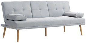 HOMCOM Rozkládací pohovka Pohodlná rozkládací pohovka, 3místná, rozkládací pohovka, povlečení, světle šedá, 181x77x72cm| Aosom