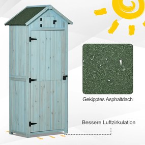Dřevěná zahradní kůlna Outsunny, odolná vůči povětrnostním podmínkám, 77x54,2x179 cm, kůlna s dveřmi, sedlovou střechou, skříň s policemi, zahradní s…