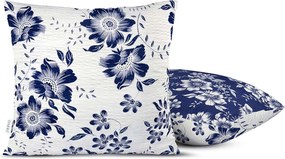 Krepový povlak na polštář Flowers modrý Velikost: 70 x 90