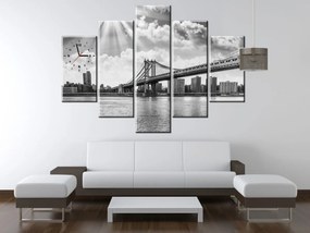 Gario Obraz s hodinami Brooklyn New York - 5 dílný Rozměry: 150 x 70 cm