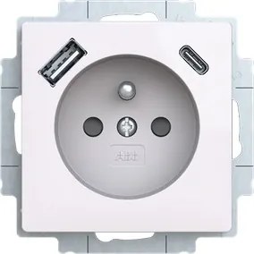 ABB Zoni zásuvka s nabíjením USB-A/C bílá 5569T-A32357 500 s clonkami 2CHT693257A4500