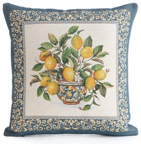 GOBELÍNOVÝ DEKORAČNÍ POVLAK NA POLŠTÁŘ LEMON 45X45 CM VZOROVANÁ